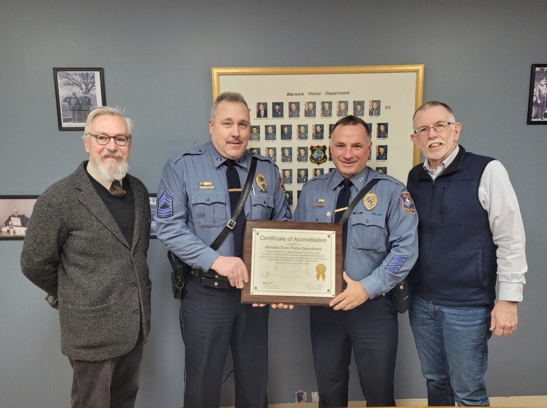 The Town of Warwick Police Department Awarded the “Certificate of ...